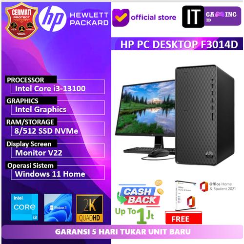 Promo PC HP Desktop M01-F3014d-i3-13100 / 512GB SSD / 8GB / LED 21,5 / Win11Home / OHS /1Y ...