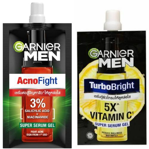 Jual Garnier Men Acno Fight & Turbo Bright Super Serum Gel Sachet 7mL ...