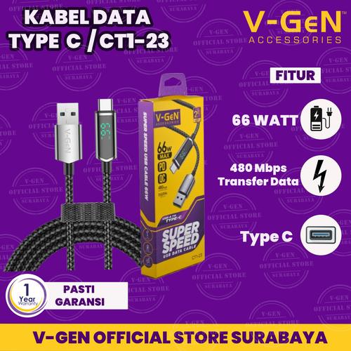 Jual Kabel Data V-GeN CT1-23 Super Fast Charging 66W Max PD QC USB A to Type C 1 Meter - Kota ...