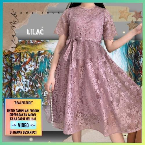 Jual Viara Gaun Pesta Wanita Brukat Midi Dress Perempuan Natal Korea ...