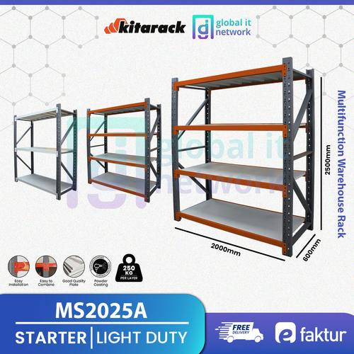 Jual RAK GUDANG BESI STARTER LIGHT DUTY 250KG/LAYER TINGGI 2,5M PANJANG ...