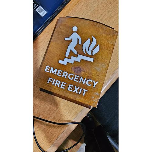 Jual EMERGENCY FIRE EXIT, BAHAN KAYU PINUS 2 CM DAN AKRILIK PUTIH DOFF ...