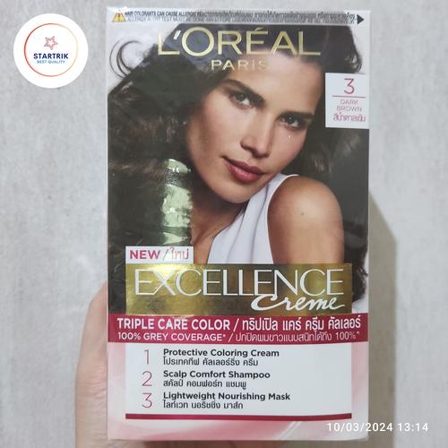 Jual LOREAL PARIS EXCELLENCE HAIR COLOR SEMIR RAMBUT CREME 3 - DARK ...