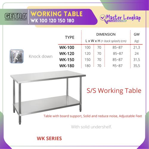 Jual GETRA WORKING TABLE STAINLESS STEEL WK-100 / WK-120 / WK-150 / WK ...
