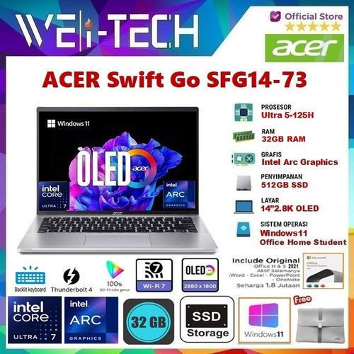 Promo ACER Swift Go OLED SFG14-73 Ultra 5-125H 32GB 512GB SSD 14"2.8K OLED W11 OHS - SILVER ...