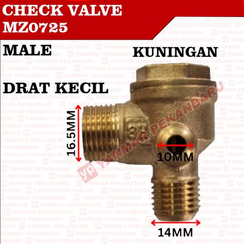 Jual MZ0725 CHECK VALVE KLEP TABUNG MALE DRAT KECIL KOMPRESOR ANGIN ...