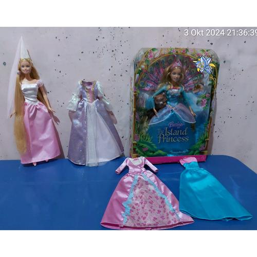 Jual barbie rapunzel rosella the island princess mattel doll - Biru ...