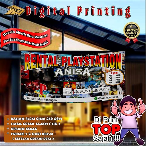 Jual CETAK SPANDUK BANNER RENTAL PS PLAYSTATION FREE DESAIN CUSTOM 200X ...