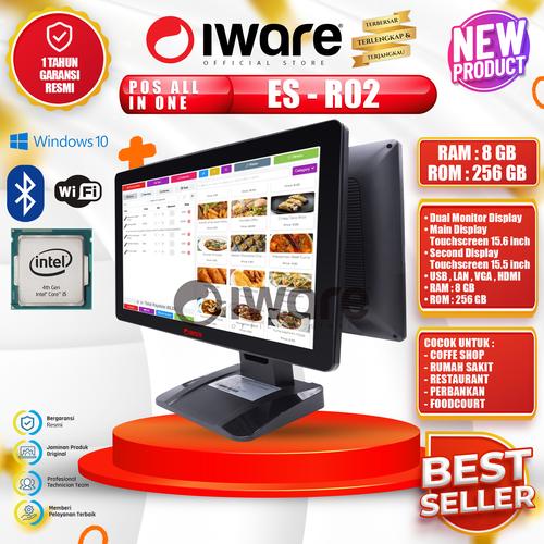 Promo Iwre Mesin PC Pos All In One Kasir Dual Monitor interl ES-R02 i5 ...