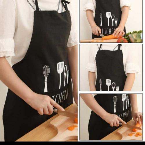 Jual Celemek Apron Hitam Motif Cuttlery Apron Masak Dapur Kain Nilon ...