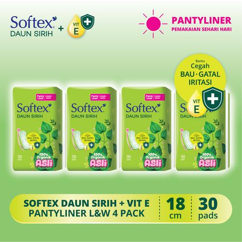 Jual Pantyliner Softex Daun Sirih + Vitamin E Longer & Wider 30s x 4 Pack - Kota Tangerang ...
