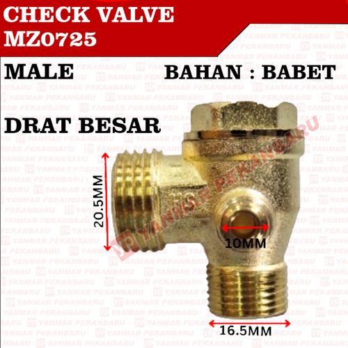 Jual MZ0725 CHECK VALVE KLEP TABUNG MALE DRAT BESAR KOMPRESOR ANGIN ...