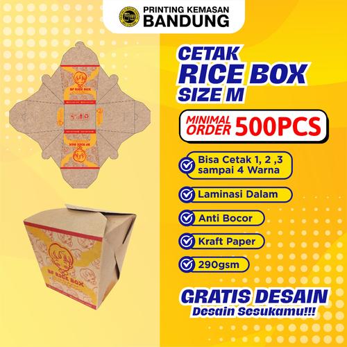 Jual Custom Cetak Rice Box M Rice Bowl Paper Kraft 290gr Minimal Order ...