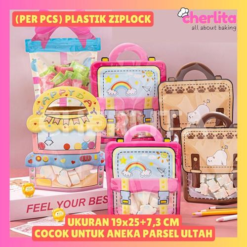 Jual Plastik Hampers Ultah Pouch Ziplock Bag Snack Kue Permen Premium Laminasi - Ransel Coklat ...