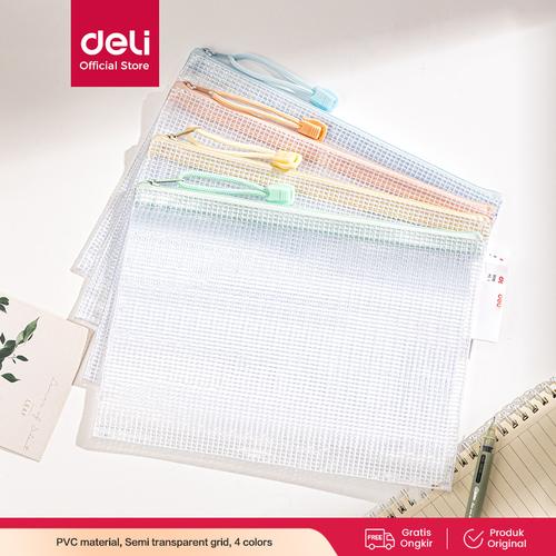 Jual Deli Zip Bag / Pouch Transparan Serbaguna A4 A5 Tebal 637XX - A4 ...