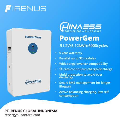Jual Baterai Lithium HinaESS Powergem 5.12kwh 51.2V 100Ah Battery LFP Lifepo4 - Kota Surabaya ...