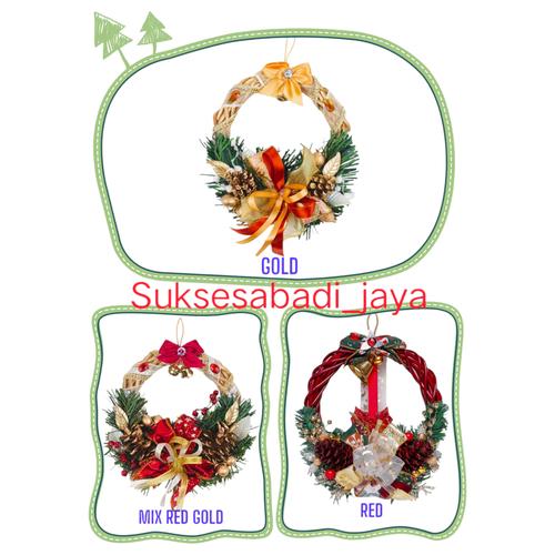 Promo Krans Natal Wreath Mini Bunga Diameter 15Cm Hiasan Dekorasi Natal ...