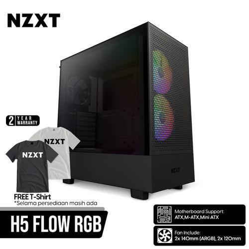 Promo NZXT H5 Flow RGB Compact Mid-Tower ATX Case with RGB Fans - Hitam ...