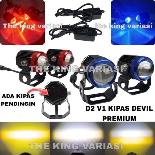 Jual LAMPU SOROT MOTOR DAN MOBIL D2 V1 KIPAS DEVIL EYES SUPER TERANG ANTI AIR PREUM/ LAMPU SOROT ...