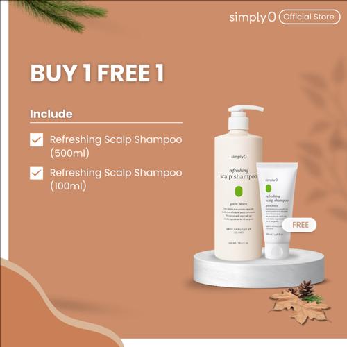 Promo SimplyO Refreshing Scalp Shampoo (Green Breeze) 500ml Free 100ml ...