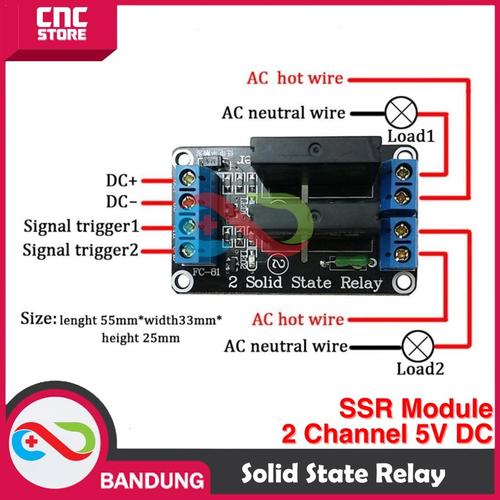 Jual SSR SOLID STATE RELAY MODULE 2 CHANNEL 5V DC FOR ARDUINO - Kota ...