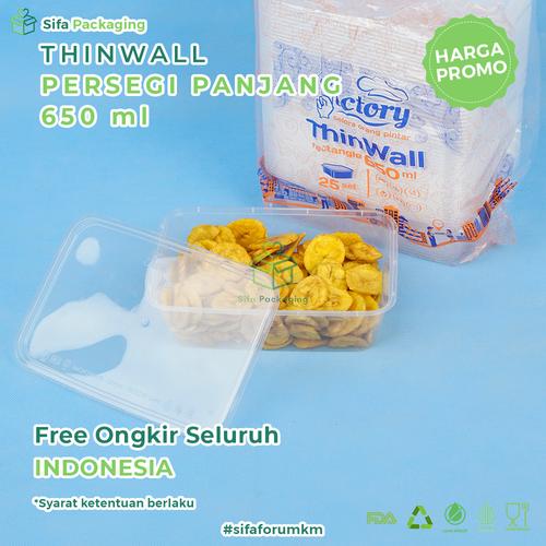 Jual Thinwall Rectangle + Tutup 650ml Persegi Panjang Kotak Makanan ...