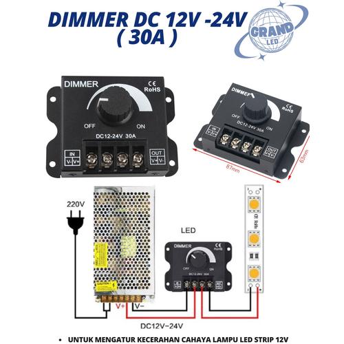 Jual DIMMER DC 12V 24V 30A PENGATUR KECERAHAN LED STRIP BRIGHTNESS ...