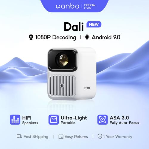 Promo Wanbo Dali Smart Proyektor 350 ANSI Lumens Auto-focus 5W*2 Speakers Portable Android ...