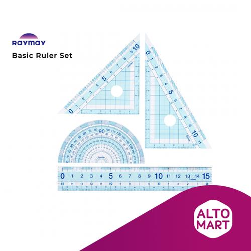 Jual Raymay Basic Ruler Set Penggaris Busur Segitiga Protractor 15 18 ...