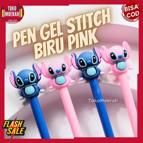Jual PULPEN LUCU PEN GEL STITCH BIRU PINK LUCU UNIK PULPEN STITCH GEL ...
