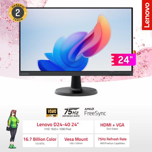 Jual Monitor Lenovo 24" D24-40 Full HD 75Hz FreeSync HDMI VGA Borderless - Khusus Instan - Kota ...