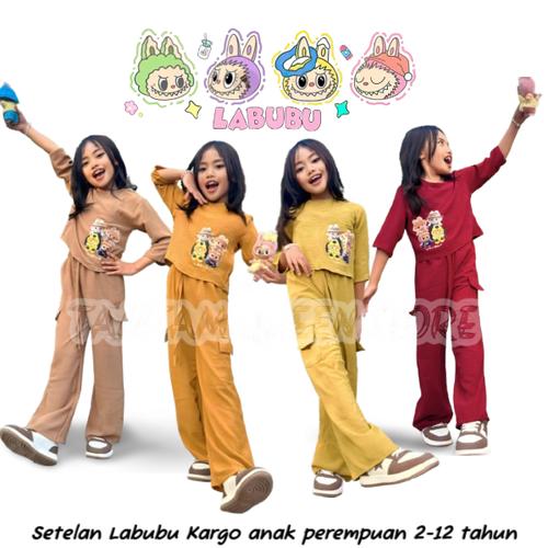 Jual Setelan Labubu Kargo anak perempuan 2-12 tahun Lengan 3/4 cargo ...