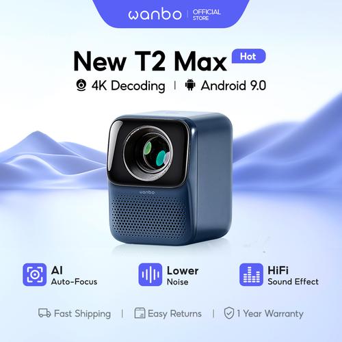 Promo Wanbo New T2 Max Projector 450 ANSI Lumens 1080P Decode 4K ...