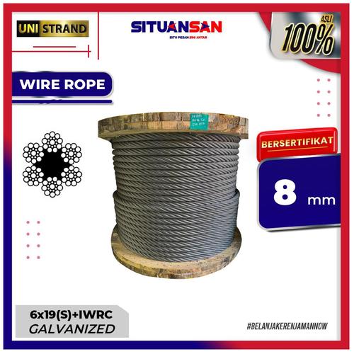 Promo Wire Rope Kawat Seling dia.8 mm 6x19 IWRC Full Baja GALV sertifikat - Kota Surabaya ...