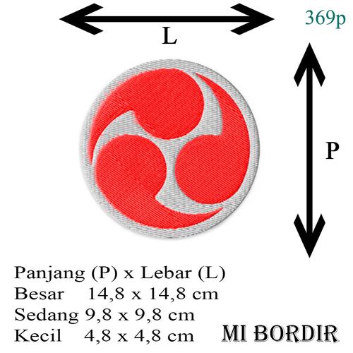 Jual Patch / Emblem Bordir Tomoe / Comma-like Swirl Symbol - Mitsudomoe ...