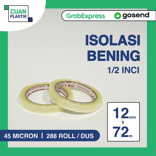 Jual Isolasi Bening 12mm x 72m (1/2 inci) Selotip Lakban Bening 45 ...