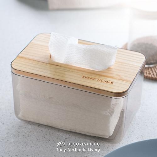 Jual Tempat Tisu Meja Tamu / Kantor Kotak Tissue Transparan Model Kayu ...