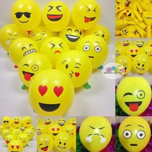 Jual READY Balon latex emoticon / balon latex emoji 12 inch per pack ...