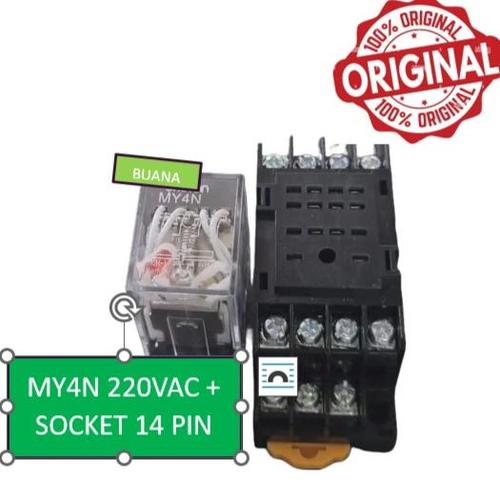Jual RELAY MY4N 220VAC + SOCKET 14 PIN / MY4 220V TERBARU - Kab. Bekasi ...