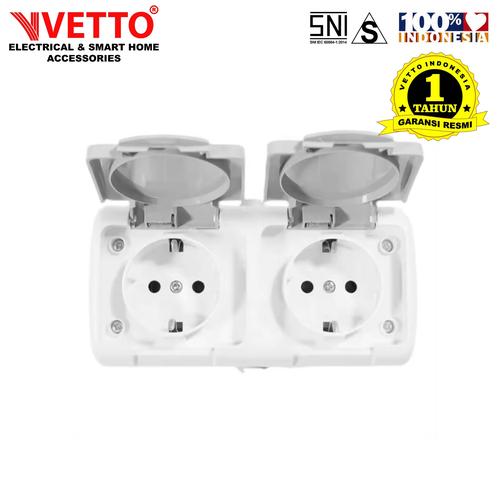 Promo VETTO Stop Kontak Outbow 2L Abu Abu Weatherproof Outdoor - 2 ...