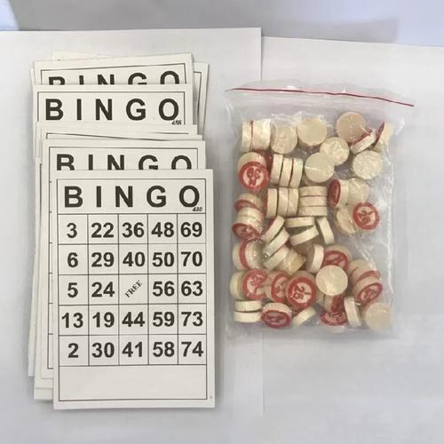 Jual Bingo card kartu bingo ukuran besar dengan 75buah catur kayu ...