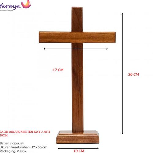 Jual Salib Duduk Kristen Kayu Jati Salib Meja Kayu Polos Tanpa Kous ...