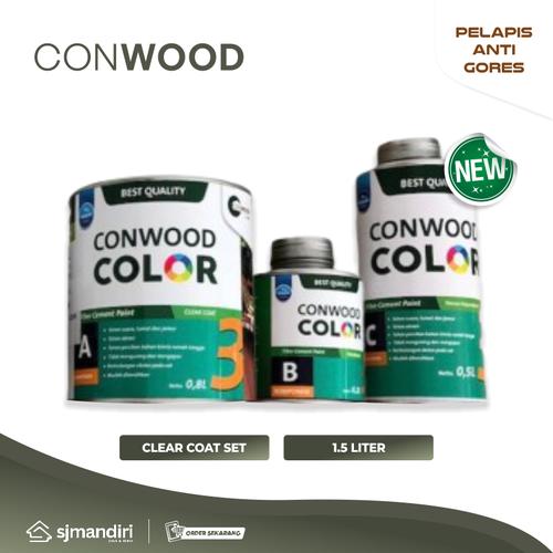 Jual Conwood Clear Coat Cat Pelapis Lantai GRC Anti Gores 1.5 Liter SET ...