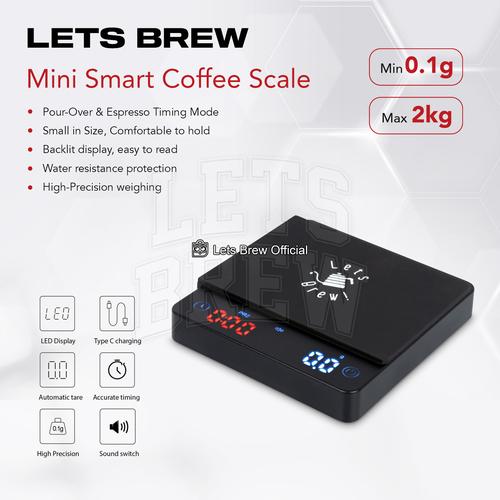Jual Lets Brew Digital Mini Smart Coffee Scale Espresso with Timemore USB Type C Water Resistant ...
