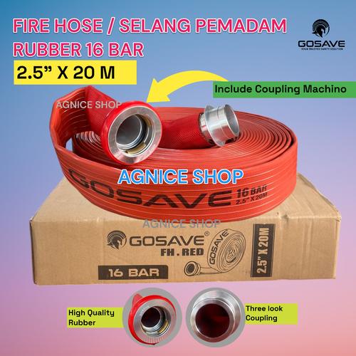Jual Fire Hose RUBBER / Selang Pemadam UK. 2,5 Inch x 20 Mtr GOSAVE 16 BAR - Kab. Bekasi ...