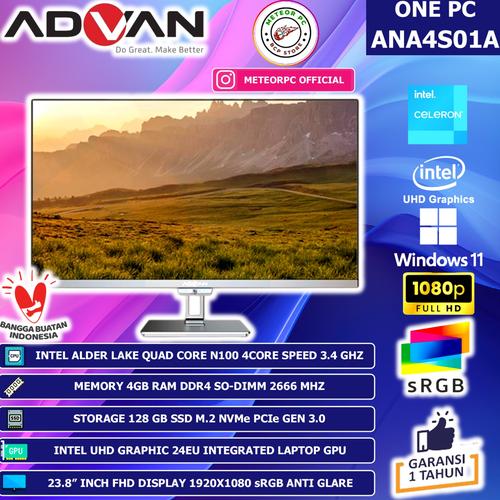 Jual ADVAN AIO ONE PC N100 RAM 4GB SSD 128GB WIN 11 HOME 23.8 FHD PC ALL IN ONE PUTIH - Kota ...