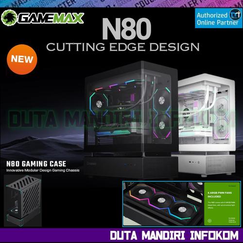 Promo GameMax N80 - Modern Aesthetic Panoramic Curved Tempered Glass ...