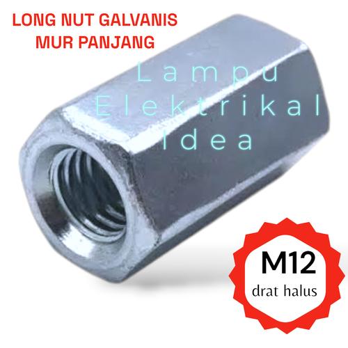 Jual LONG NUT M12/ LONGNUT MURAH/MUR PANJANG SAMBUNGAN PUTIH GALVANIS ...