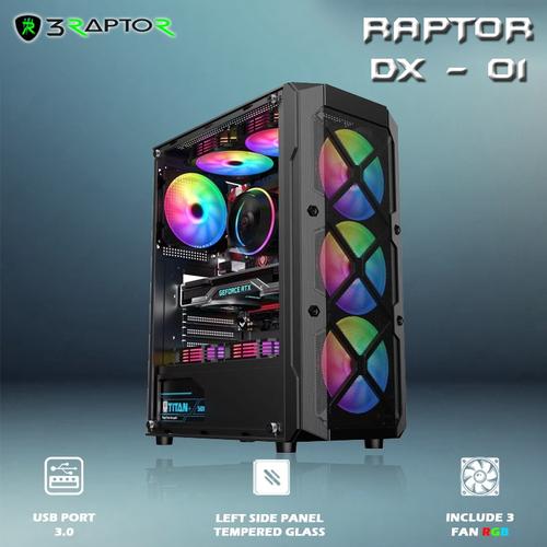 Promo Casing Gaming Raptor DX-01 Include Free 3 Fan RGB - ATX/M-ATX ...