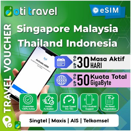 Promo Travel Voucher Tourist eSim Singapore Malaysia Thailand Indonesia ...